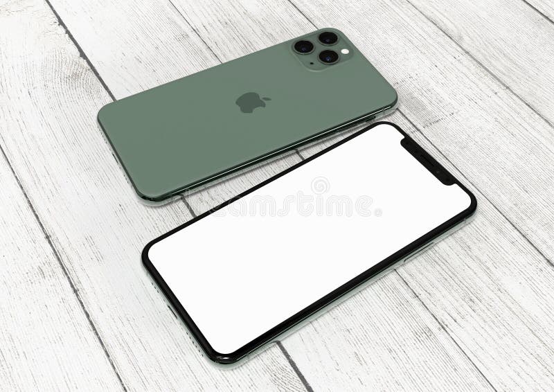 Apple IPhone 11 Pro Midnight Green, Front and Back Sides Editorial ...
