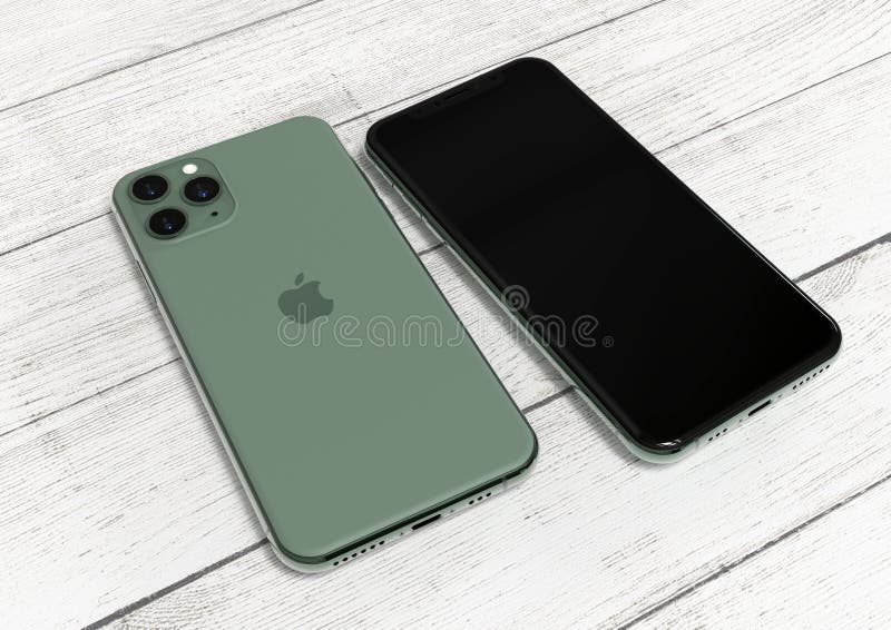 Apple IPhone 11 Pro Midnight Green, Front and Back Sides Editorial ...