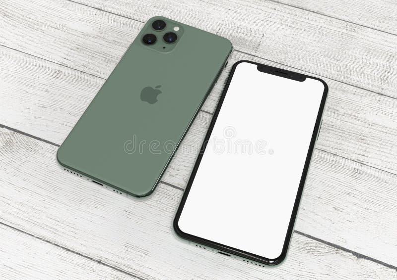 Apple IPhone 11 Pro Midnight Green, Front and Back Sides Editorial ...