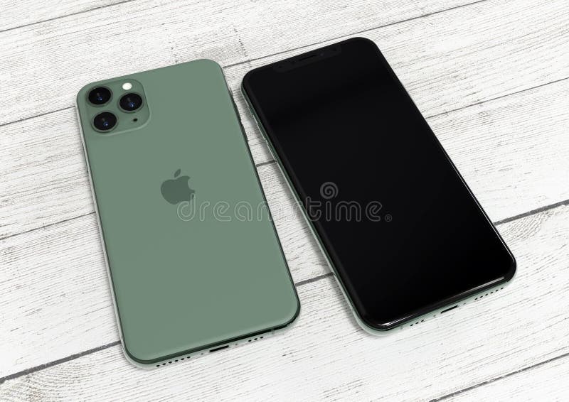 Apple IPhone 11 Pro Midnight Green, Front and Back Sides Editorial ...
