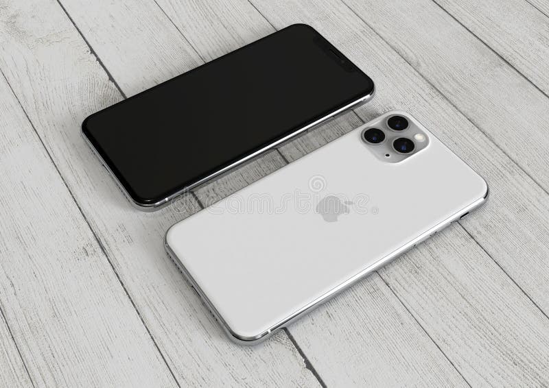 Apple IPhone 11 Pro Silver, 2019, Both Sides, on Table Editorial ...