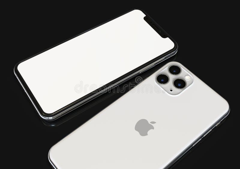 Apple IPhone 11 Pro Silver, 2019, Front & Back Editorial Stock Image ...