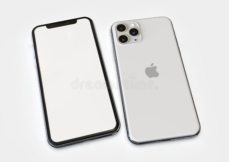 Apple IPhone 11 Pro Silver, 2019, Front & Back Editorial Stock Photo ...