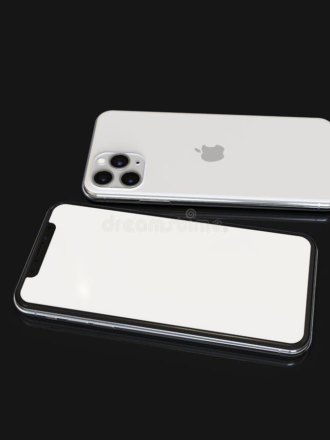Apple IPhone 11 Pro Silver, 2019, Front & Back Vertical Editorial Photo ...