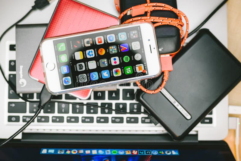 Apple IPhone 6S Placed on Macbook Laptop Editorial Stock Photo - Image ...