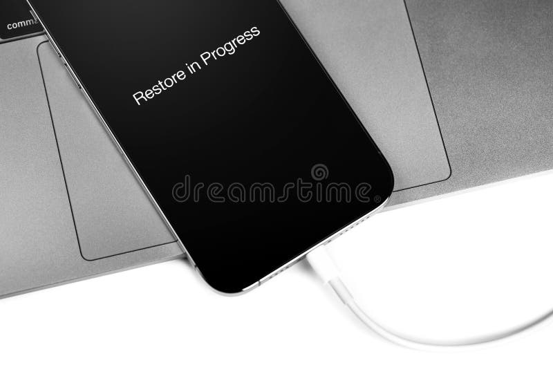 Apple IPhone Smartphone with Computer and Cable Editorial Image - Image ...