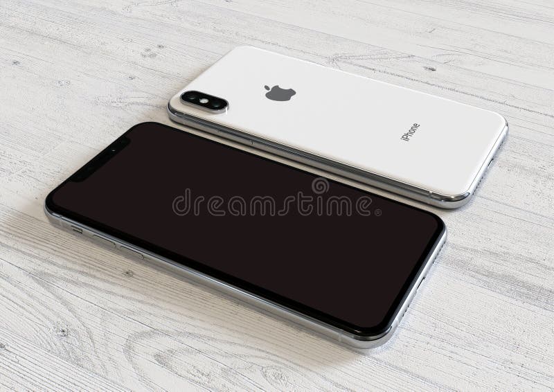 Apple IPhone XS Max Silver, Front and Back Sides Editorial Photography ...