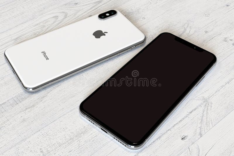 Apple IPhone XS Max Silver, Front and Back Sides Editorial Image ...