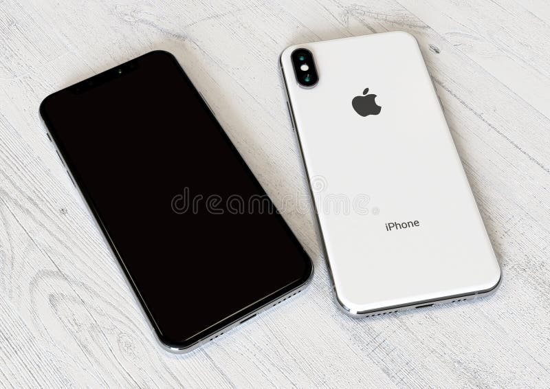 Apple IPhone XS Max Silver, Front and Back Sides Editorial Stock Image ...