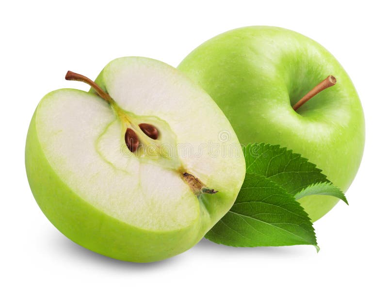 Apple Isolated. Ripe Green Apple and Half of an Apple on a White. Stock ...