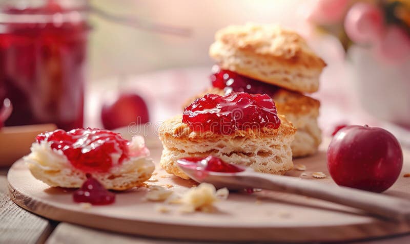 Apple Jam Being Spread on a Warm Biscuit Stock Photo - Image of british ...