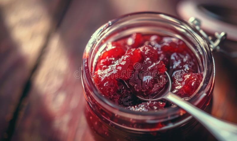 Apple Jam in a Clear Jar with a Small Spoon Inside Stock Photo - Image ...
