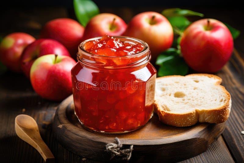 Apple Jam with Fresh Fruit. Generative AI Stock Illustration ...