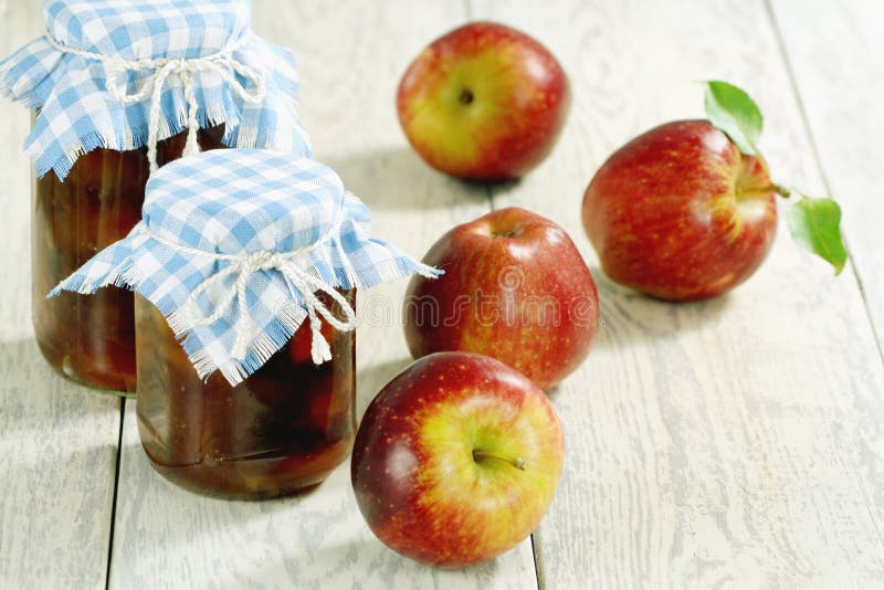 Apple jam and red apples stock image. Image of cooking - 26141487