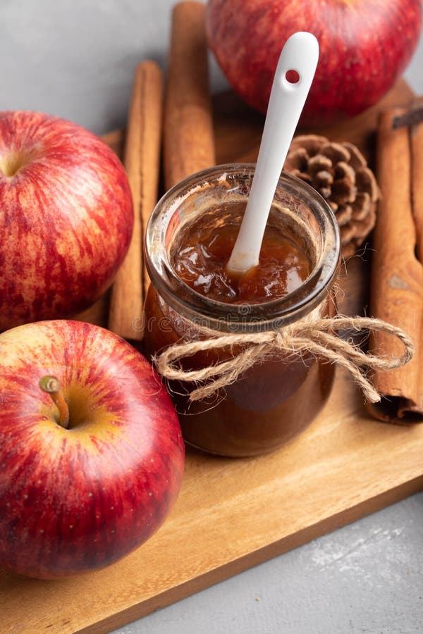 Apple Jam in a Transparent Glass Jar Stock Image - Image of ingredient ...