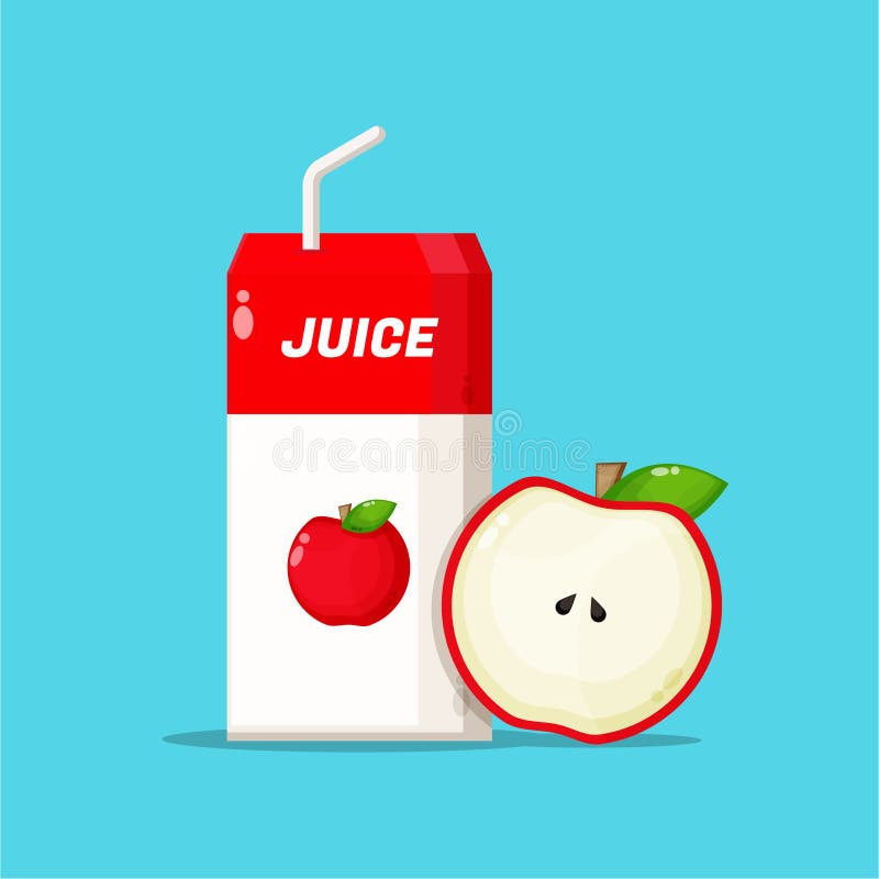 Apple Juice Box with Apple Slice Icon Stock Vector - Illustration of ...