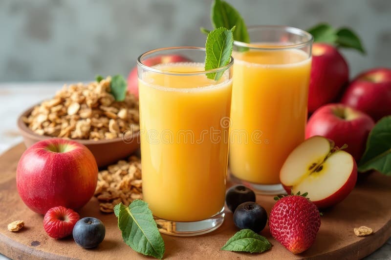 Apple Juice Breakfast Spread Stock Illustration - Illustration of organic, ingredients: 377292047