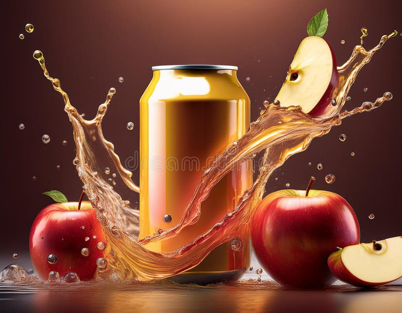 Apple juice can splashing stock illustration. Illustration of drink ...