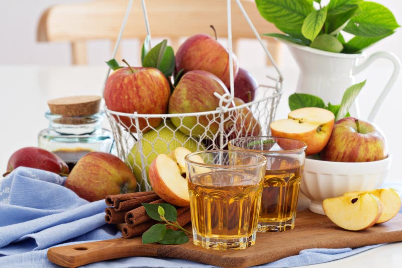 Apple Juice and Fresh Apples on the Table Stock Photo - Image of ...