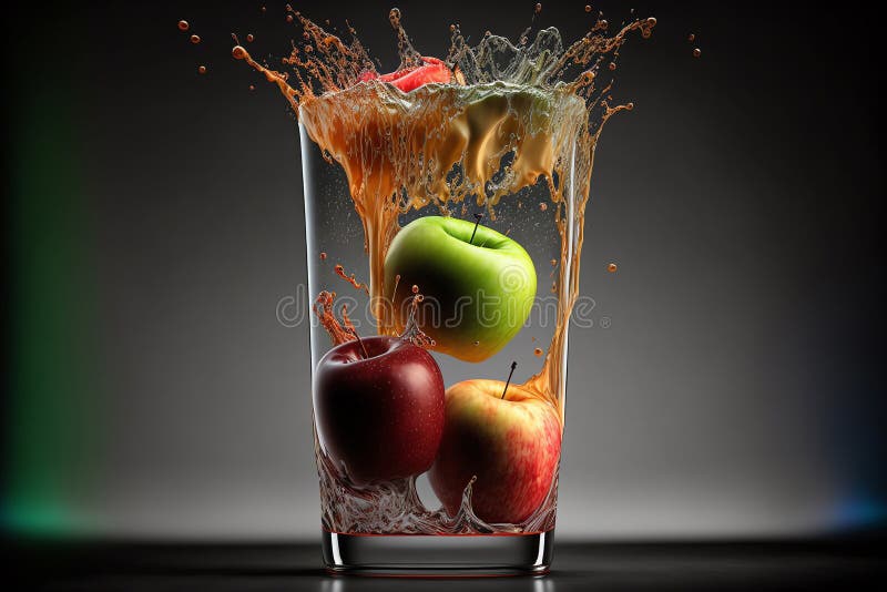 Apple and Juice Splash. Refreshig Fruits Concept. Melting Fruit. Liquid ...