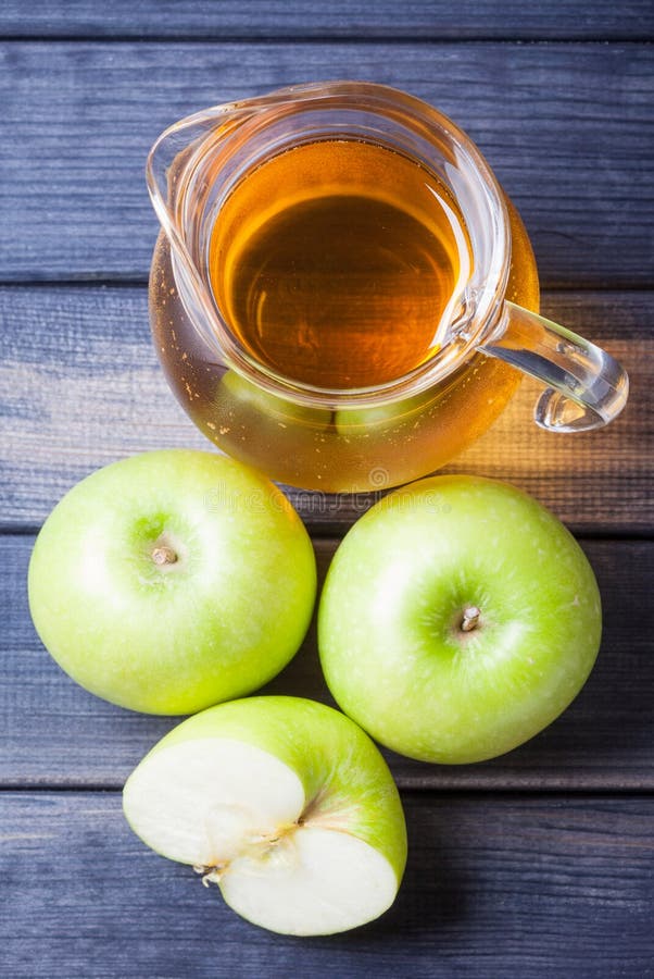 Apple Juice Pitcher Table Vertical Top View Still Life Stock Photos ...