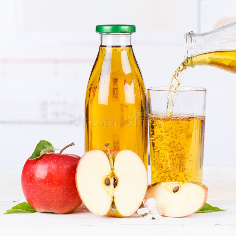 Apple Juice Pouring Pour Apples Fruit Fruits Bottle Square Stock Photo ...