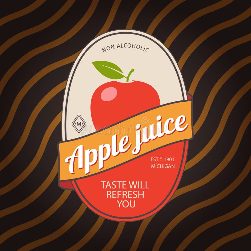 Apple Juice Retro Fruit Label Stock Vector - Illustration of nature ...
