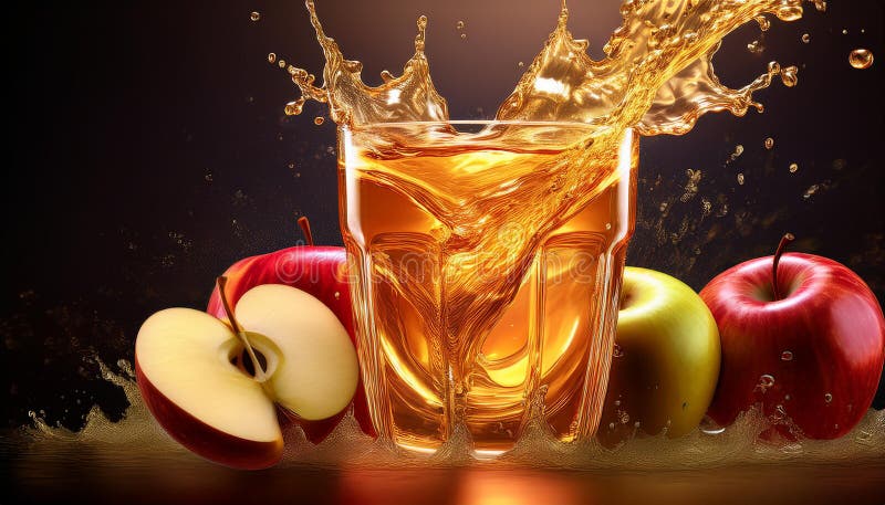 Apple juice splashing stock illustration. Illustration of natural - 336145722