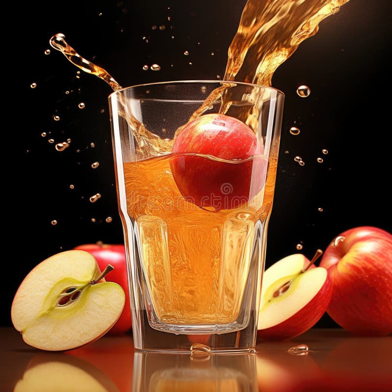 Apple and Apple Juice Splash into a Glass. Generative AI Stock ...