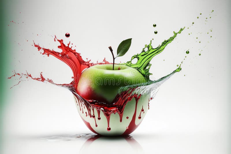Apple and Juice Splash. Refreshig Fruits Concept. Melting Fruit. Liquid ...