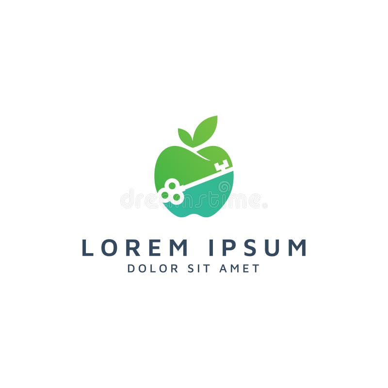 Apple and Key Negative Space Logo Design Stock Illustration ...