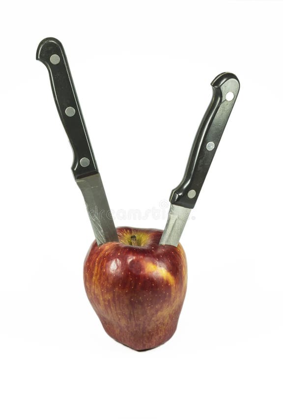 Apple with knives stock photo. Image of blades, steel - 47305574