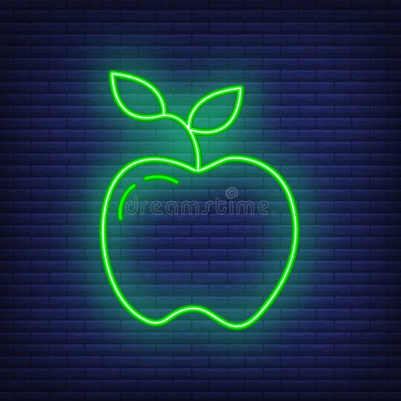 Apple Knowledge Icon Glow Neon Style, Educational Institution Process ...