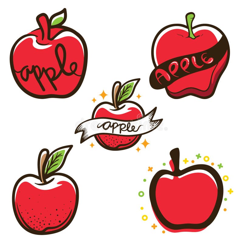 Apple Label Logo Set Illustration Stock Vector - Illustration of design ...
