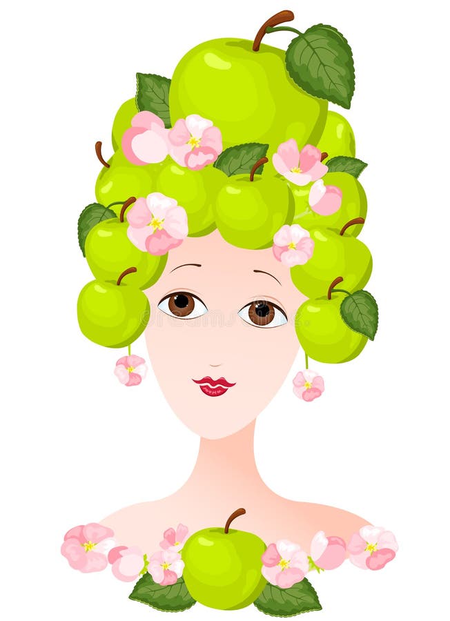 Apple lady stock vector. Illustration of branch, laughing - 22344727