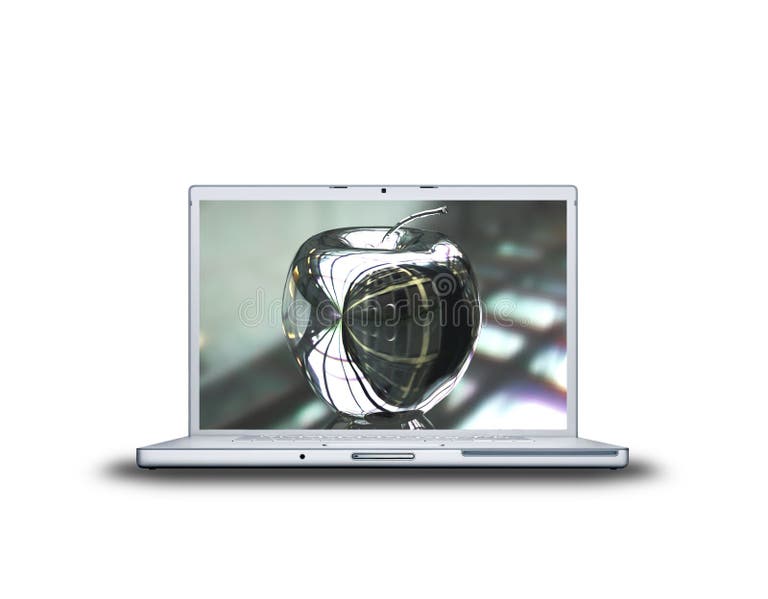 Apple on laptop screen stock illustration. Illustration of open - 9665136