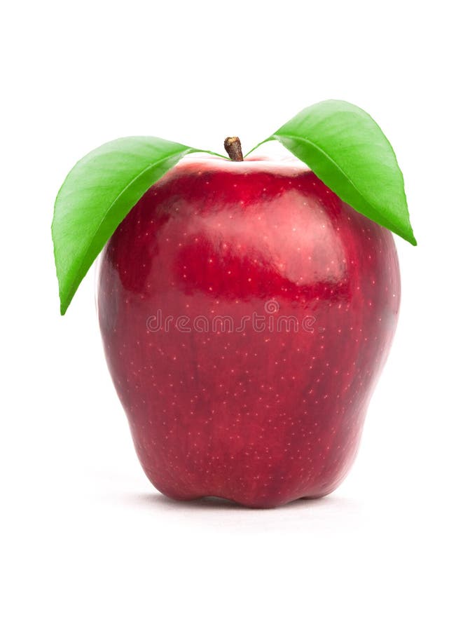 Red Apple Fruit with Leaf stock photo. Image of freshness - 13335700