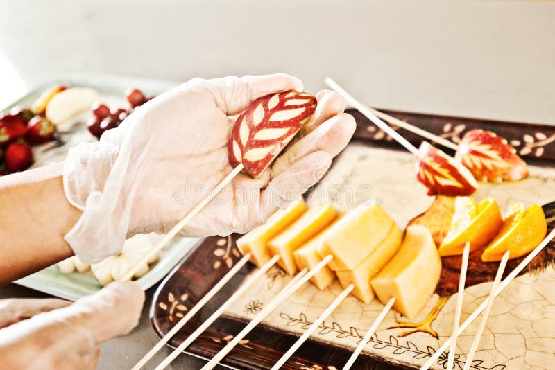 Apple leaf skewered stock photo. Image of skewer, delicious - 27343214