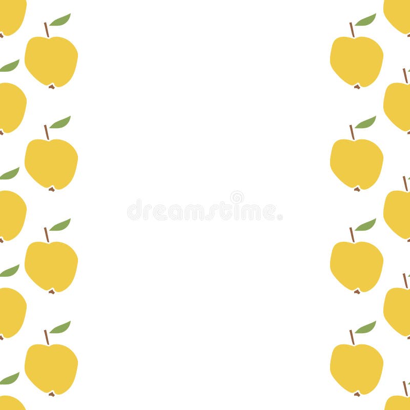 Cute Leaflet with Yellow Apple in Flat Style Seamless Pattern. Fruit ...