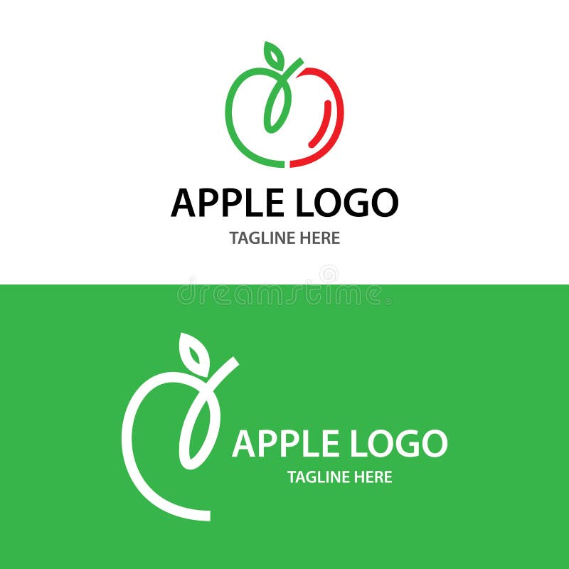 Apple line logo template stock vector. Illustration of nature - 215637810
