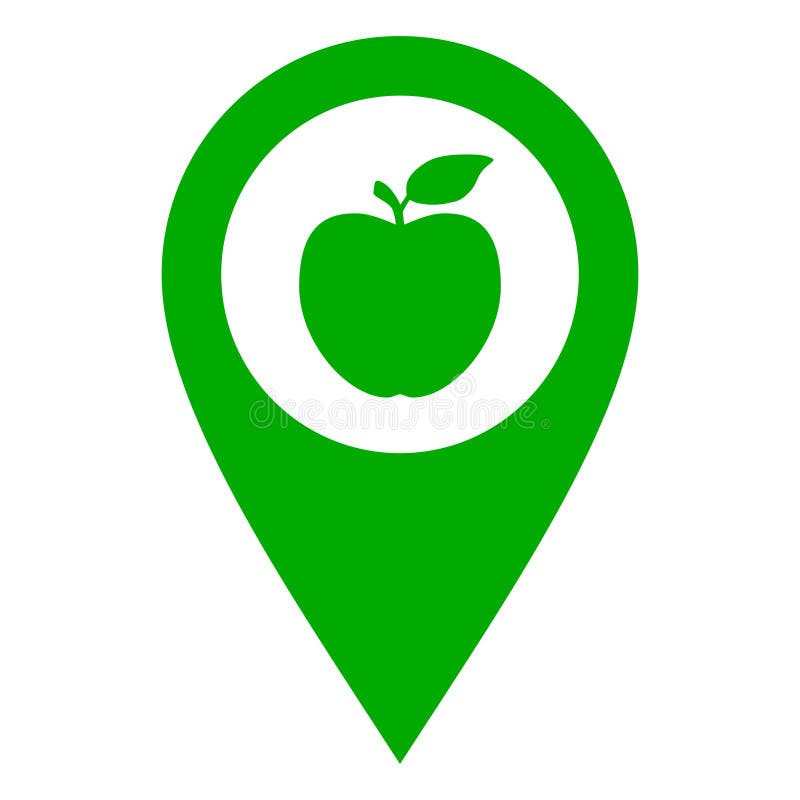 Apple and location pin stock vector. Illustration of black - 164207546
