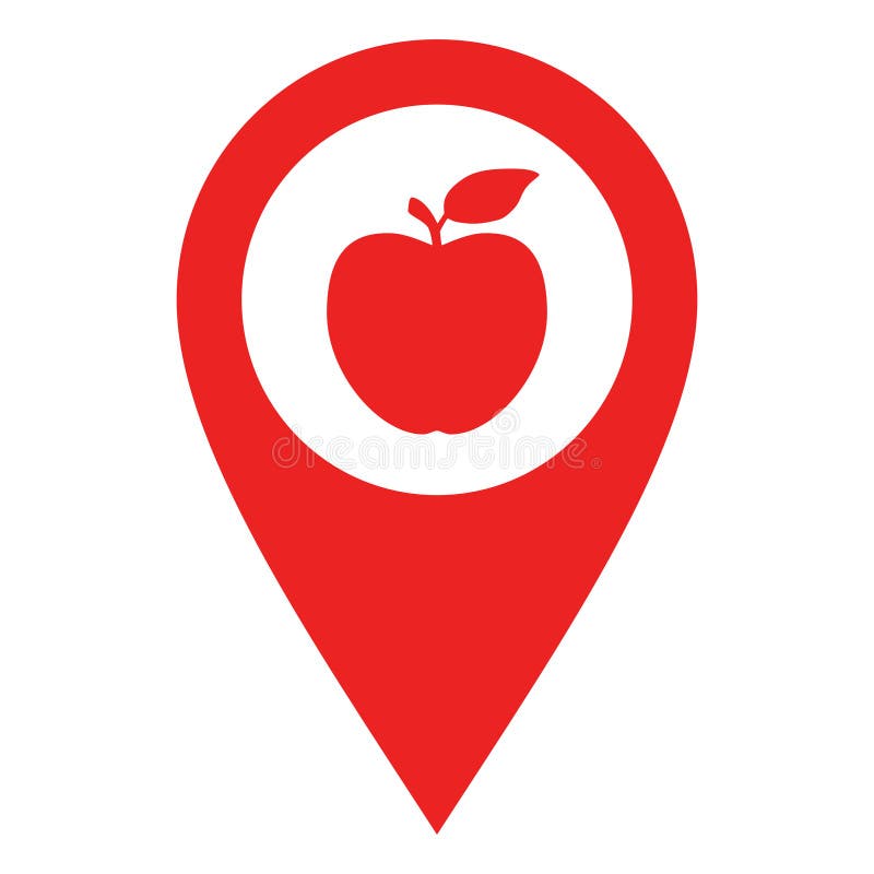 Apple and location pin stock vector. Illustration of apple - 165430690