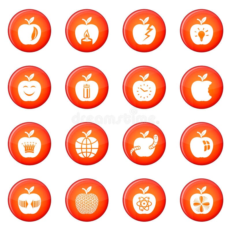 Apple Logo Icons Set, Simple Style Stock Vector - Illustration of fresh ...