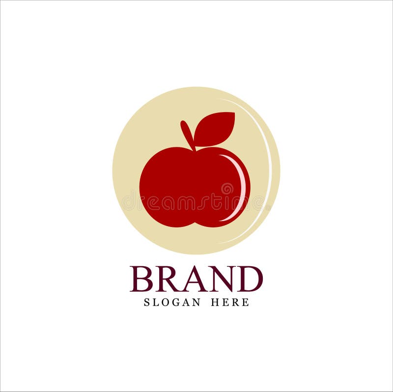 Apple Logo, Red Apple Logo Vector with Brown Circle and White ...
