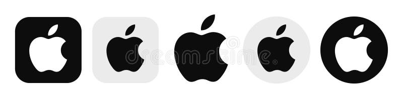 Apple logo set isolated stock illustration. Illustration of business ...