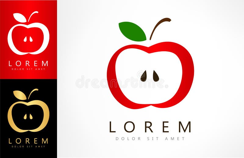 Fresh Red Apple Fruit Vector Logo Design Stock Illustration ...