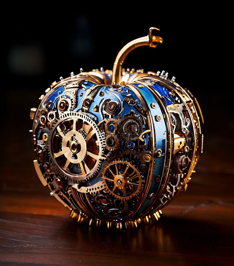 An Apple Made of Intricate Clockwork, with Tiny Gears and Cogs Exposed ...