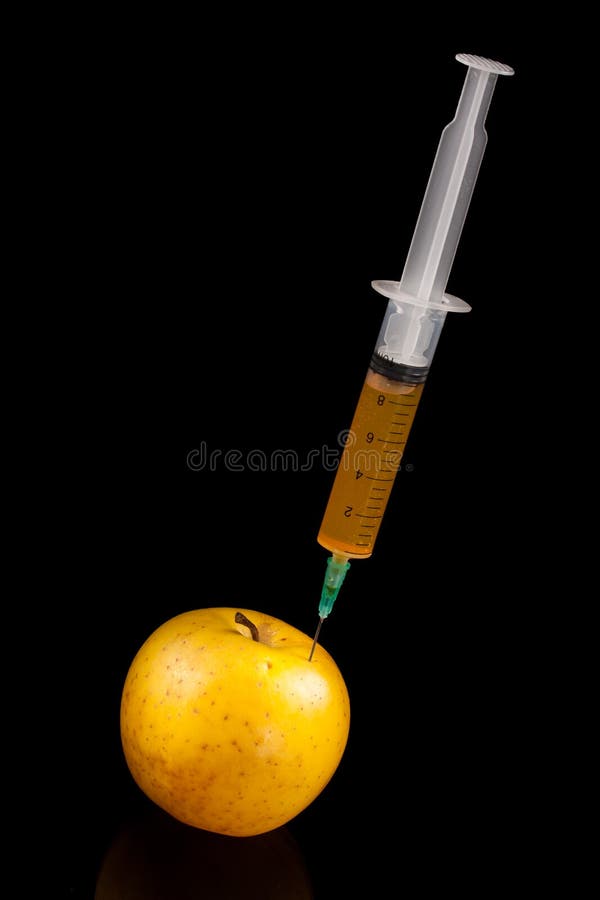 Apple manipulation stock image. Image of experiment, injection - 19192441