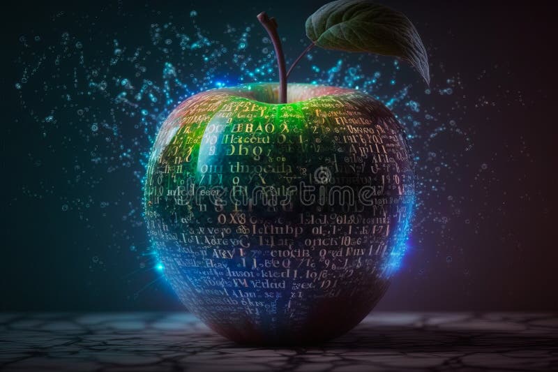 An Apple with Many Words Written on it. Generative AI Stock ...