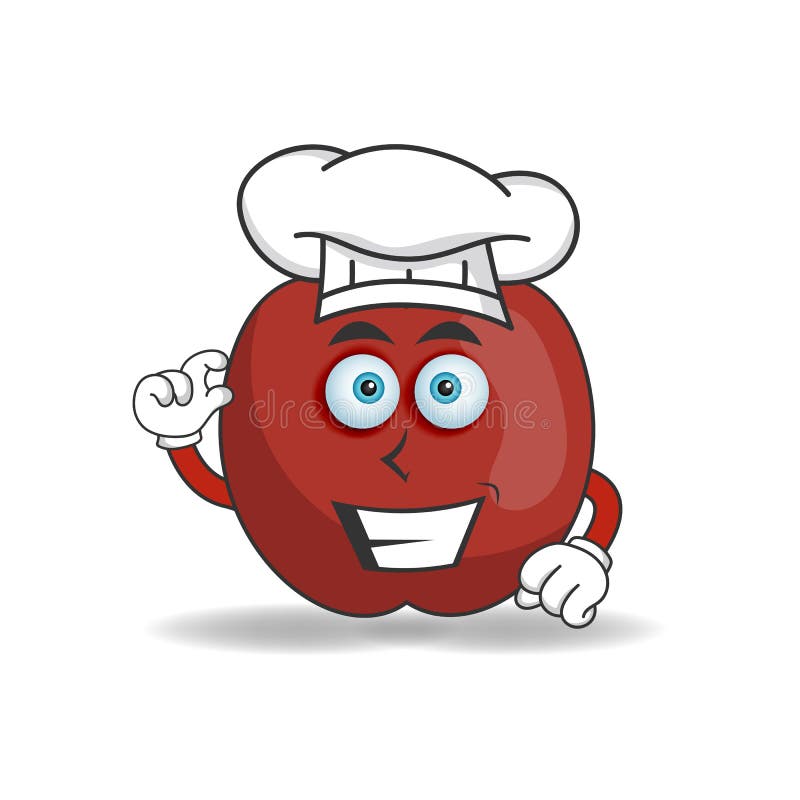 The Apple Mascot Character Becomes a Chef. Vector Illustration Stock ...